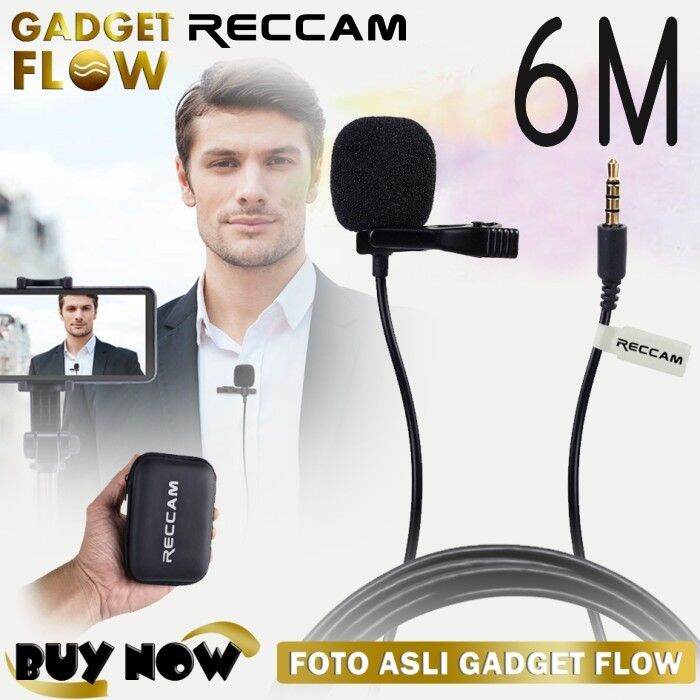 Microphone Mic Clip On 6 METER 3.5mm TRRS 4 Pole Smartphone HP RECCAM ...