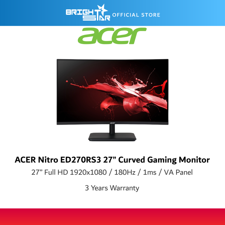 ACER Nitro ED270RS3 Curved Gaming Monitor - 27”/1500R Curved/FHD 1920 x ...