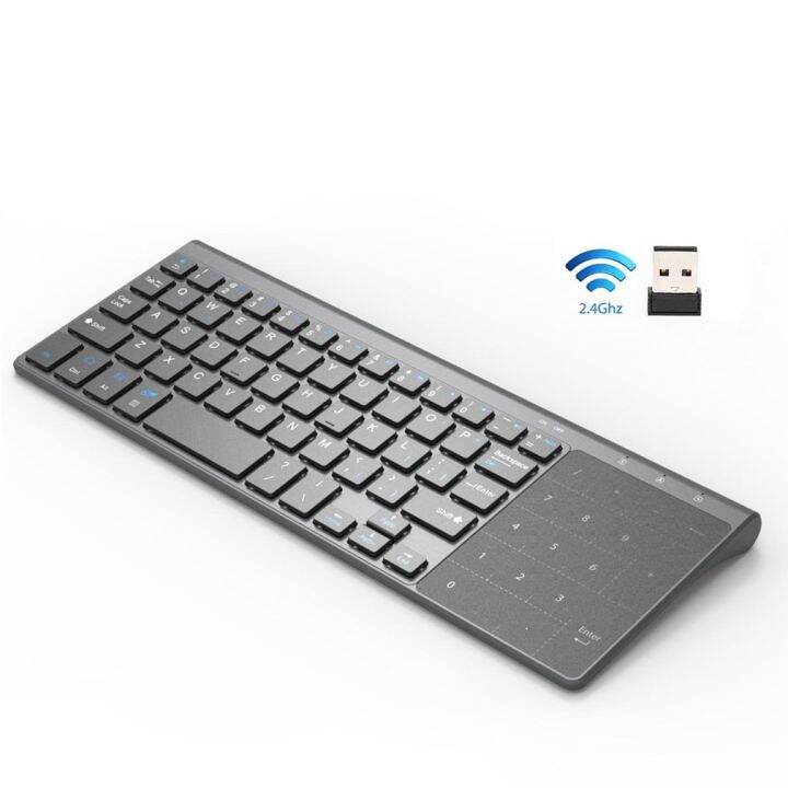 [hot ] 59 Keys 2.4G Wireless Keyboard with Number Touchpad Mouse Thin Numeric Keypad for Android ...