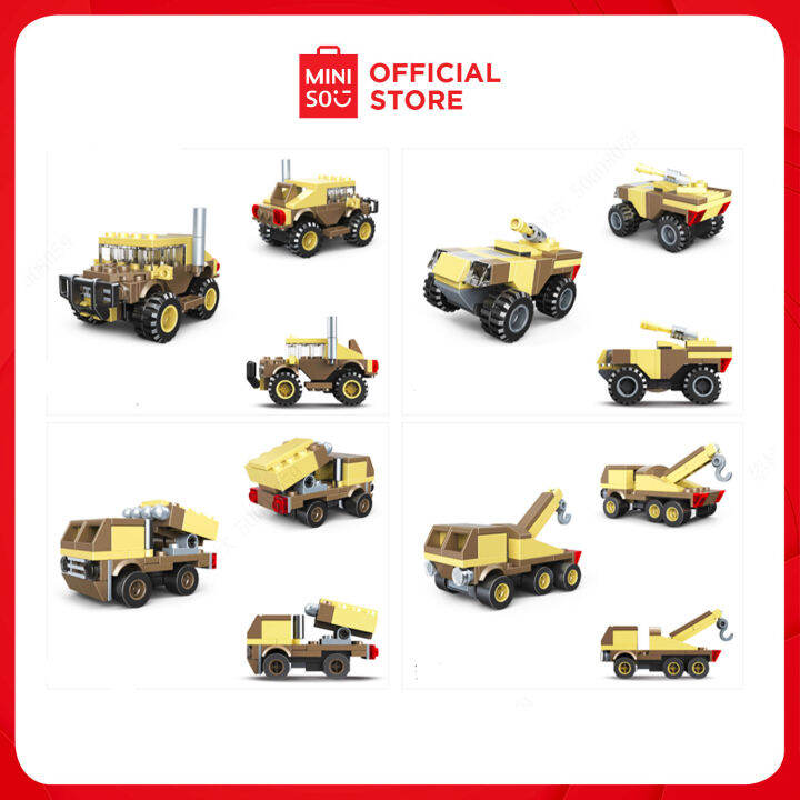 MINISO Car Model Series Pull-back Building Blocks Military Vehicle (4 ...