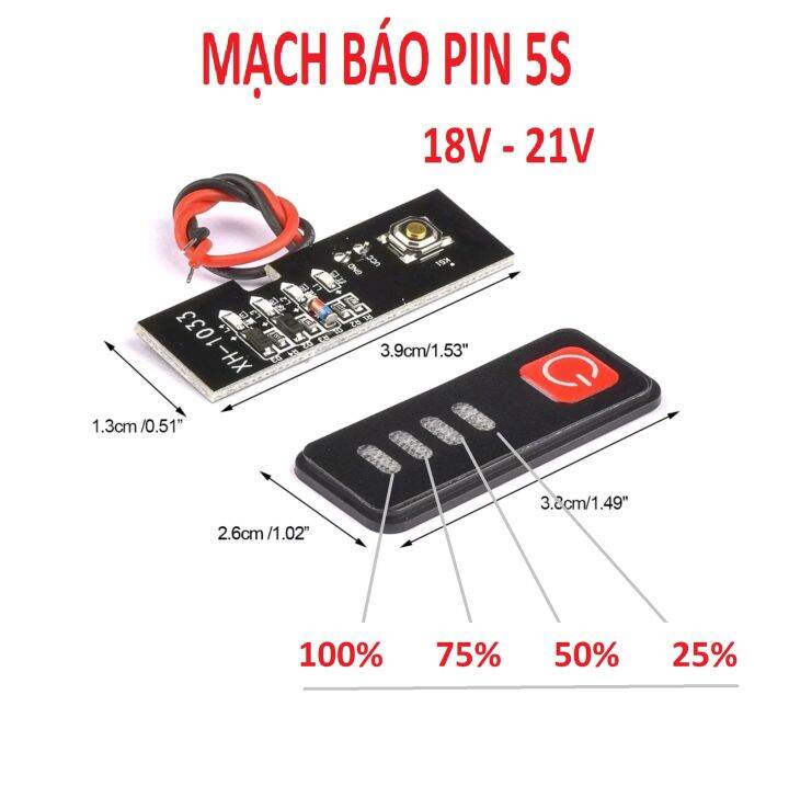 Mạch báo dung lượng pin 5S 18V 21V. Độ báo pin cho máy khoan và nguồn ...