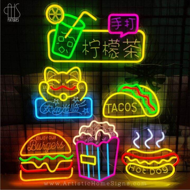 Homemade Burgers LED Neon Signs Food Shop Decoration Custom Made Neon ...