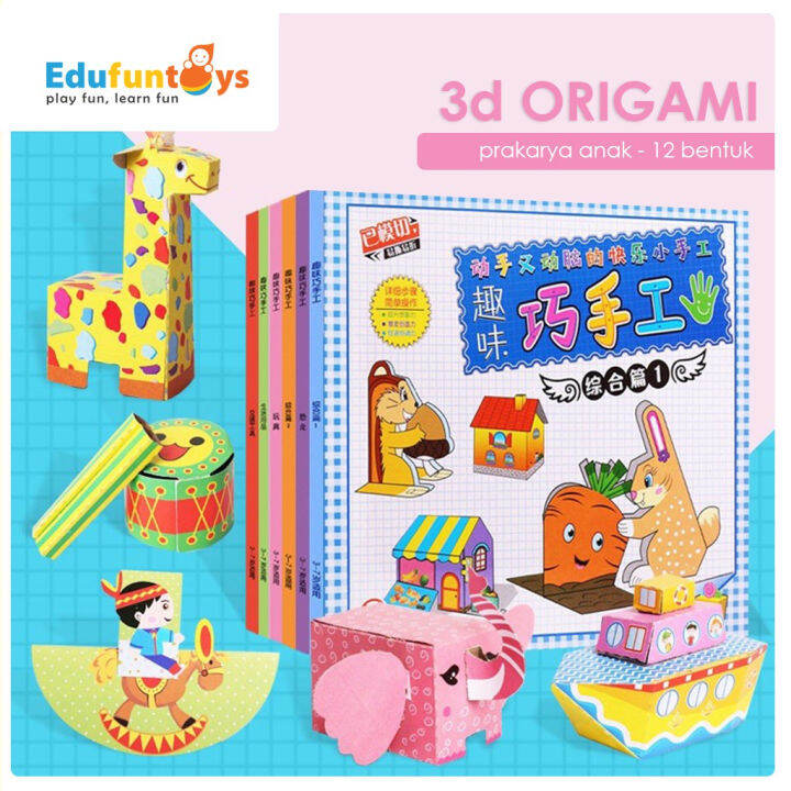 3D PAPER ORIGAMI - ISI 12 BENTUK origami book/prakarya anak/ mainan 3D ...