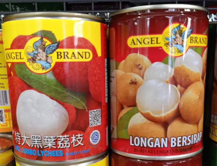 Angel Brand LOGAN / LYCHEE Kaleng ; Buah siap saji kemasan kaleng rasa ...