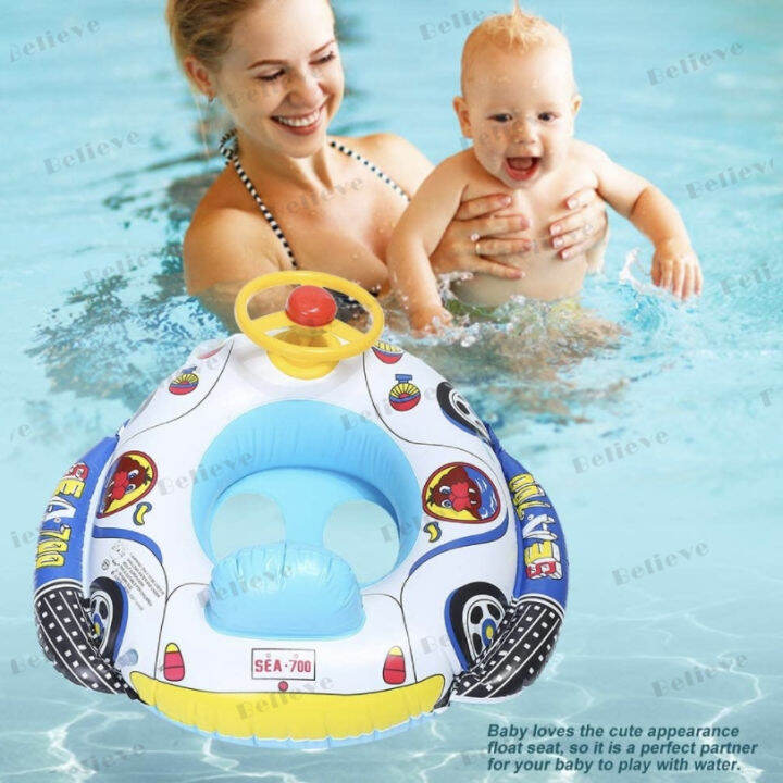 Cute cartoon inflatable pool float,kids swimming ring with seat,boat ...