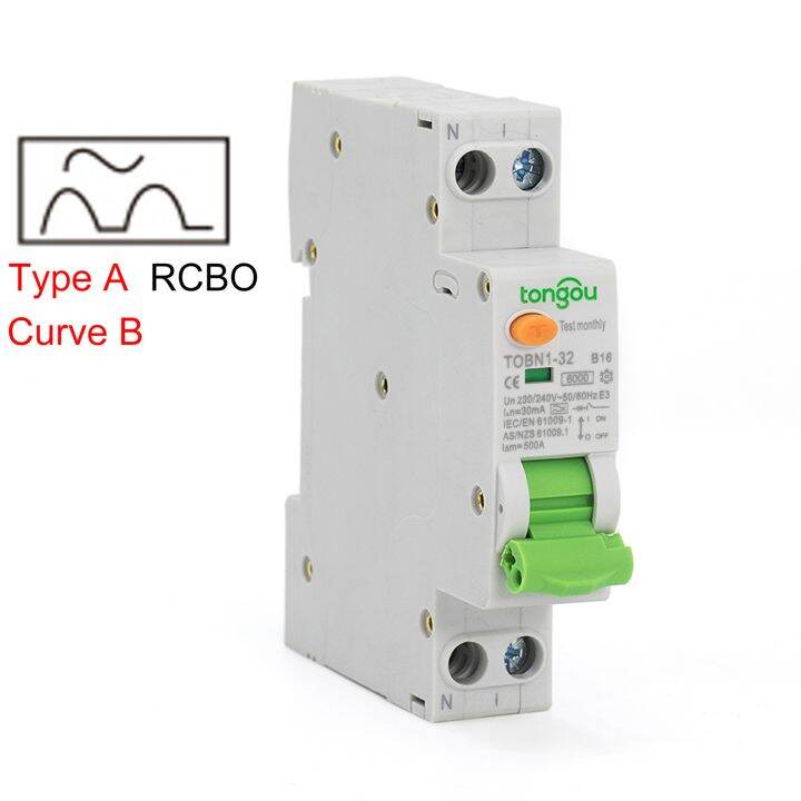 Type A Curve B Rcbo 6ka 18mm 32a 10ma 30ma 300ma 1p N Residual Current Circuit Breaker With Over ...