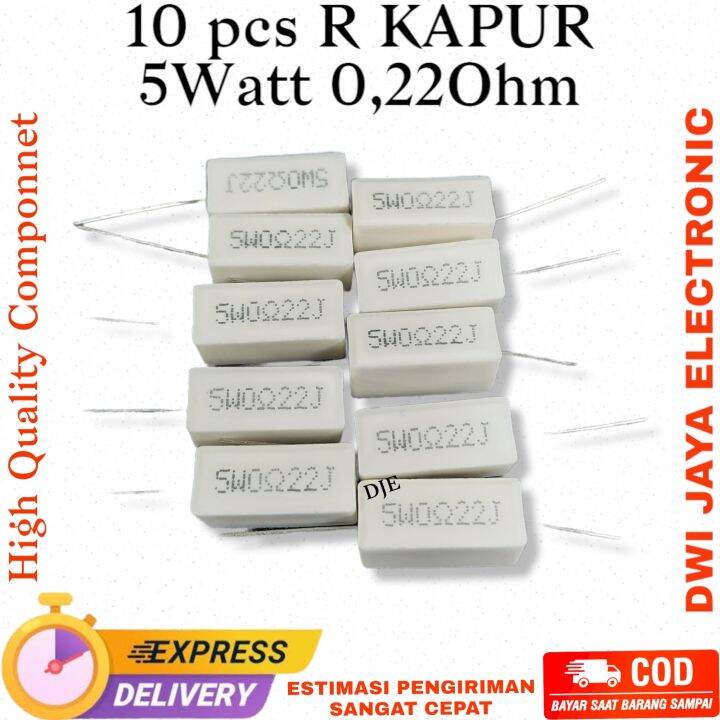 [10 PCS] RESISTOR KAPUR 5 Watt 0.22 Ohm / Resistor Kapur 0,22ohm 5w / Resistor 5watt 0,22 ohm ...