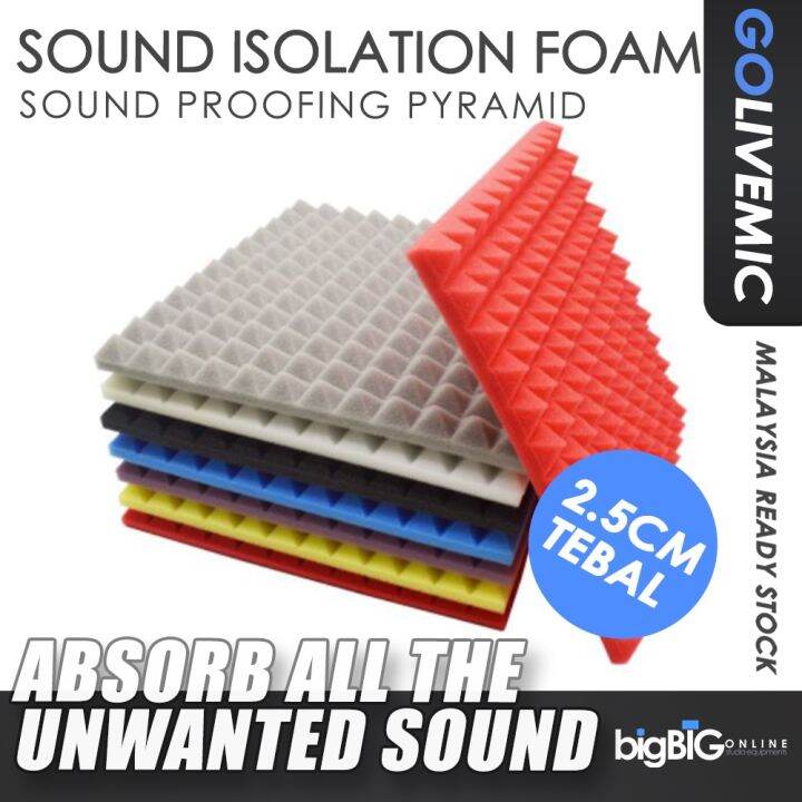 GoliveMic Pyramid Soundproof Sponge 30cm x 30cm x 2.5cm Absorption ...