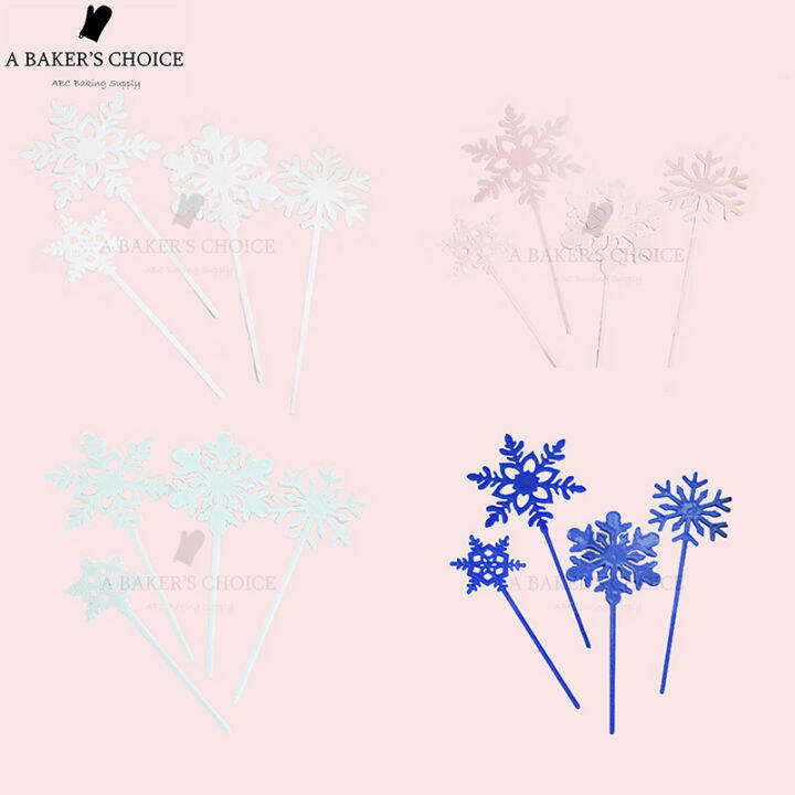 Acrylic Snowflakes toppers (4pcs/set) White / Pastel Blue / Pastel Pink ...