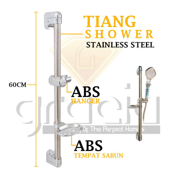 Tiang Shower Only 60 cm Stainless Steel / Tempat Shower | Lazada Indonesia