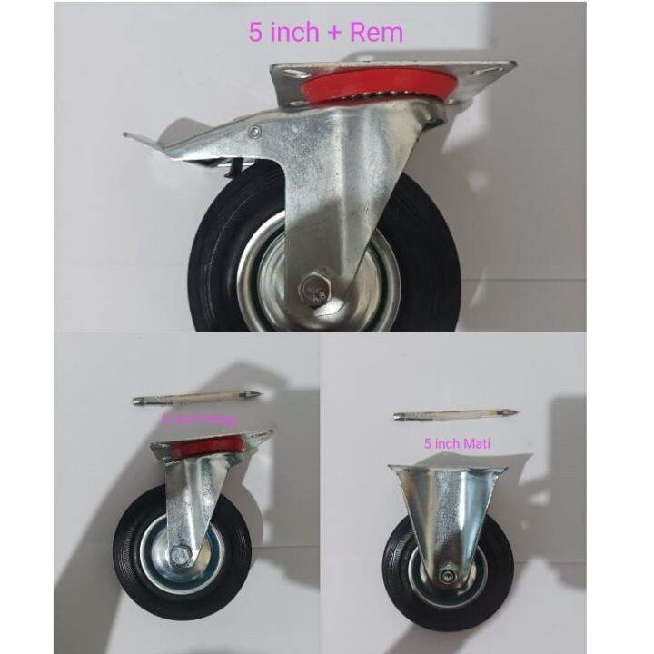 RODA KARET 5 INCH VARIASI TIPE / RODA TROLI DAN KASTOR 5 INCH HEAVY ...