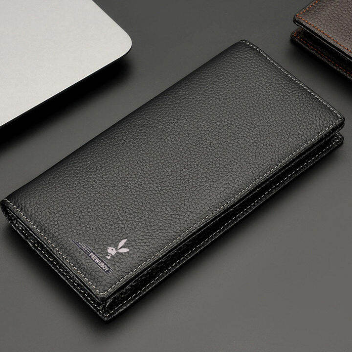 Men's wallet Men's long wallet Vertical thin youth soft leather clip ...