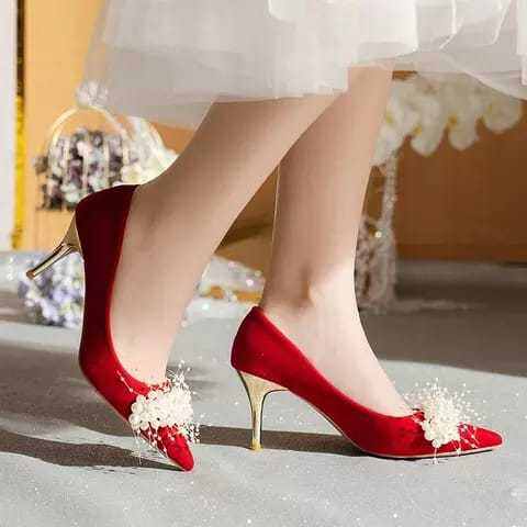 wedding high heels merah cantik heels warna gold | Lazada Indonesia