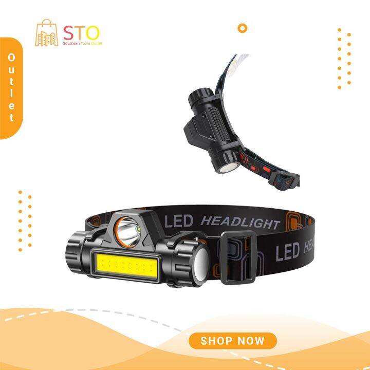 STO Head Flashlight New XPE+COB 101 USB Charging Built-In Battery With ...