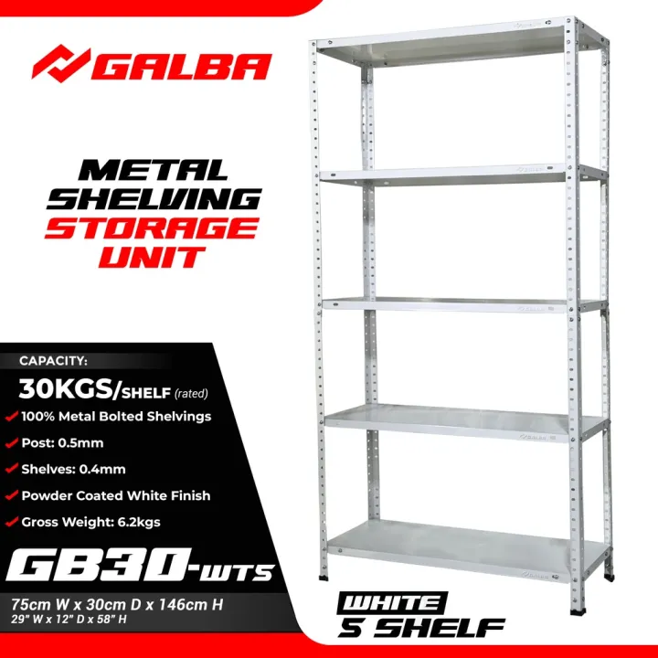 GALBA Metal Shelving Storage Unit White Adjustable 34 and 5 Layers ...