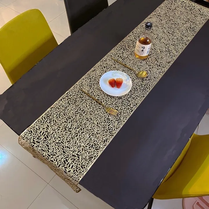 Leaf Gold table runner 4/6 seaters pvc waterproof 33x180cm | Lazada PH