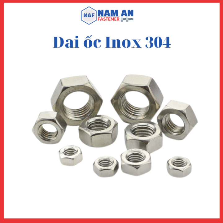 50 con Đai ốc Inox 304 M6, M8, đai ốc lục giác Inox, ê cu Inox 304 ...