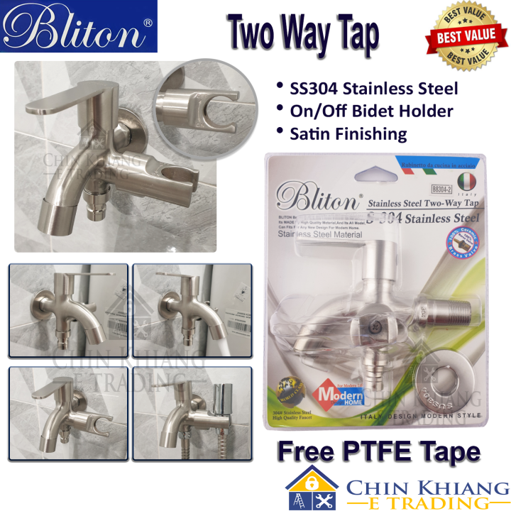 Bliton B8304-2 Two Way Tap with Bidet Holder SS304 Stainless Steel | Lazada