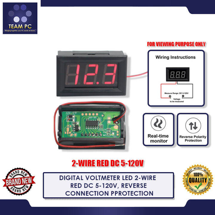 Digital Voltmeter Led 2 Wire Red Dc 5 120v Reverse Connection