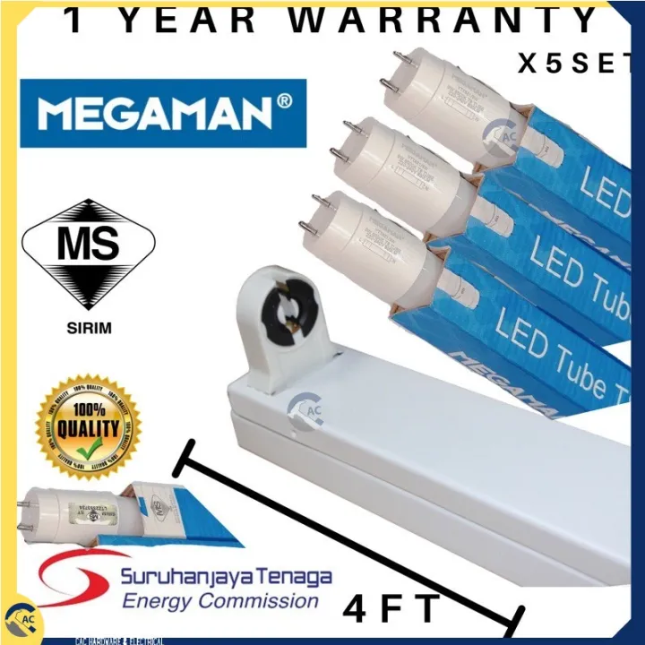[1 YEAR WARRANTY] 5 SET/BOX 22WATT MEGAMAN LED TUBE SIRIM LED TUBE T8 ...