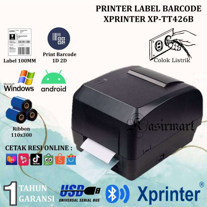 Xprinter TT426B Printer Label Transfer Thermal 110mm USB Bluetooth ...