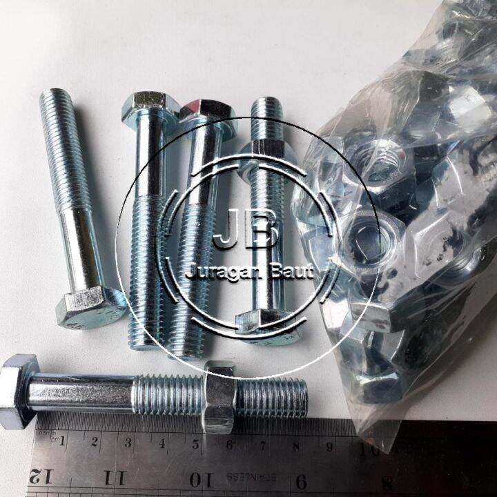 BAUT MUR M12 X 80 PANJANG 8CM 8 CM KUNCI 19 80MM MM PUTIH BAUD BMP M12X80 DIAMETER DRAT 12MM ...