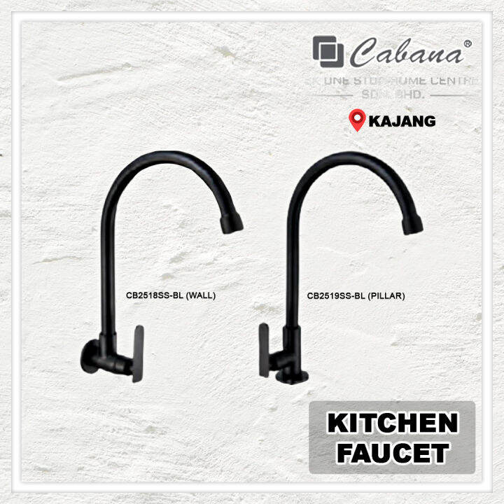 CABANA Wall / Pillar Mounted Kitchen Tap / Sink Tap / Water Tap / Faucet / Cold Tap Stainless ...