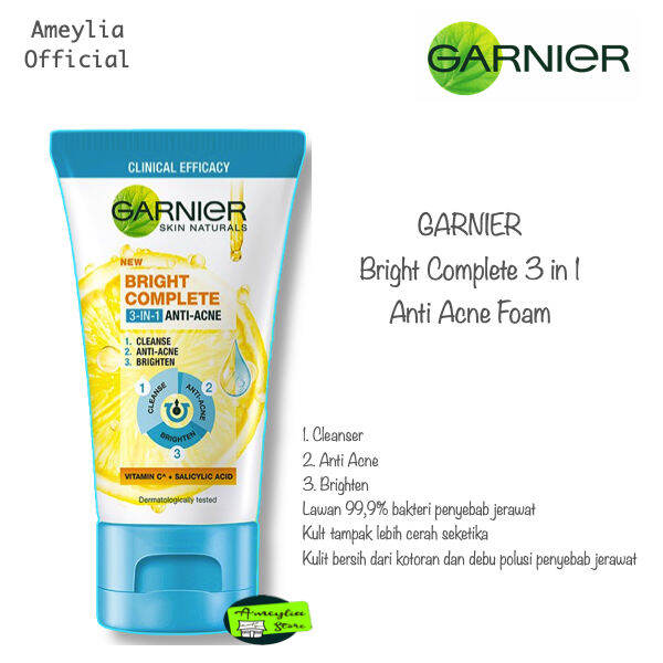 Garnier Bright Complete 3in1 Anti Acne Foam 50ml | Lazada Indonesia