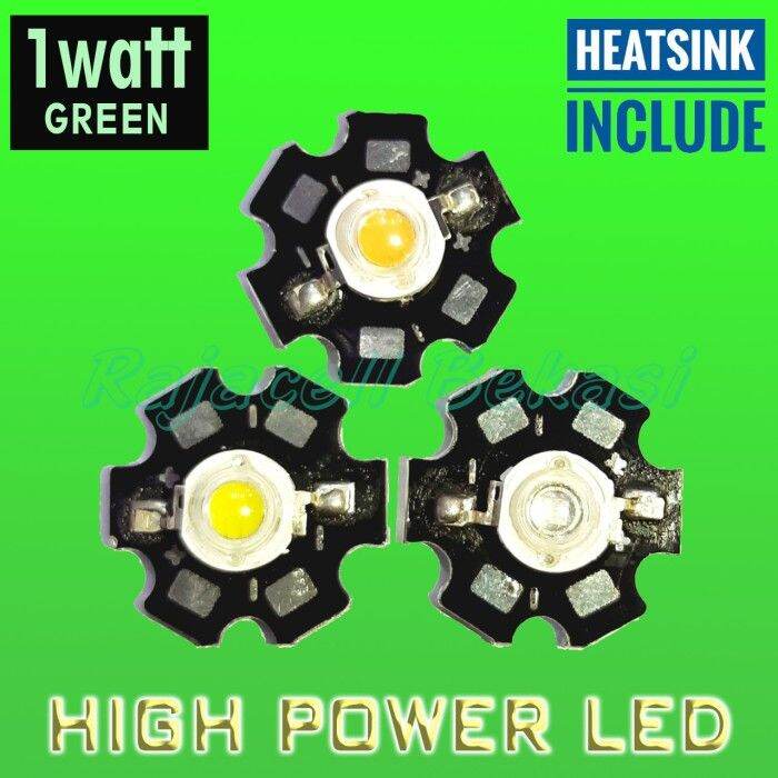 High Power Led HPL Hijau 1W GREEN 1 Watt Light 520nM + Heatsink ...