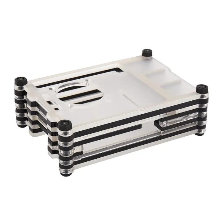 Acrylic Transparent / Clear & Black Case Cover for Raspberry Pi 4 Model ...