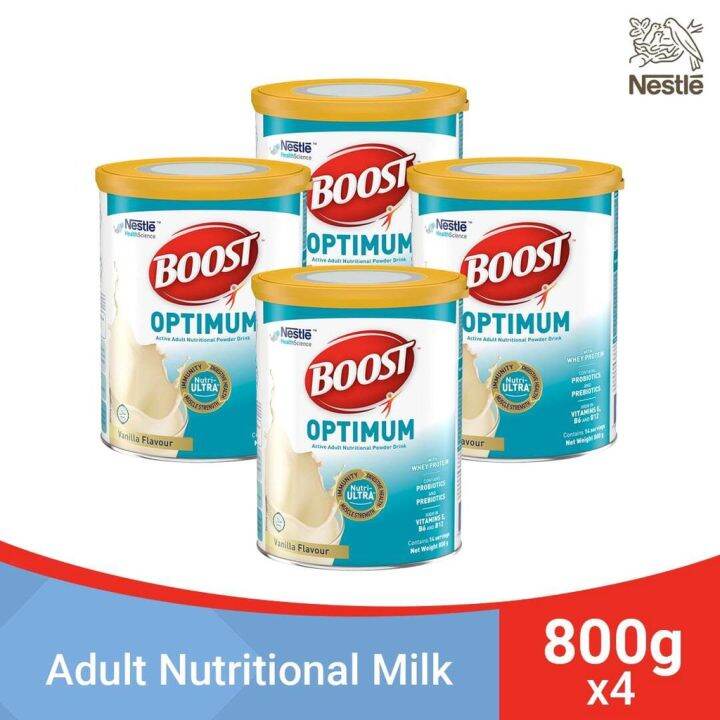 NESTLE BOOST Optimum Vanilla Adult Milk Powder 800g - Pack of 4 | Lazada PH