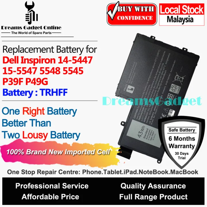 Replacement Battery TRHFF P39F P49G for Dell Inspiron 14-5447 15-5547 ...