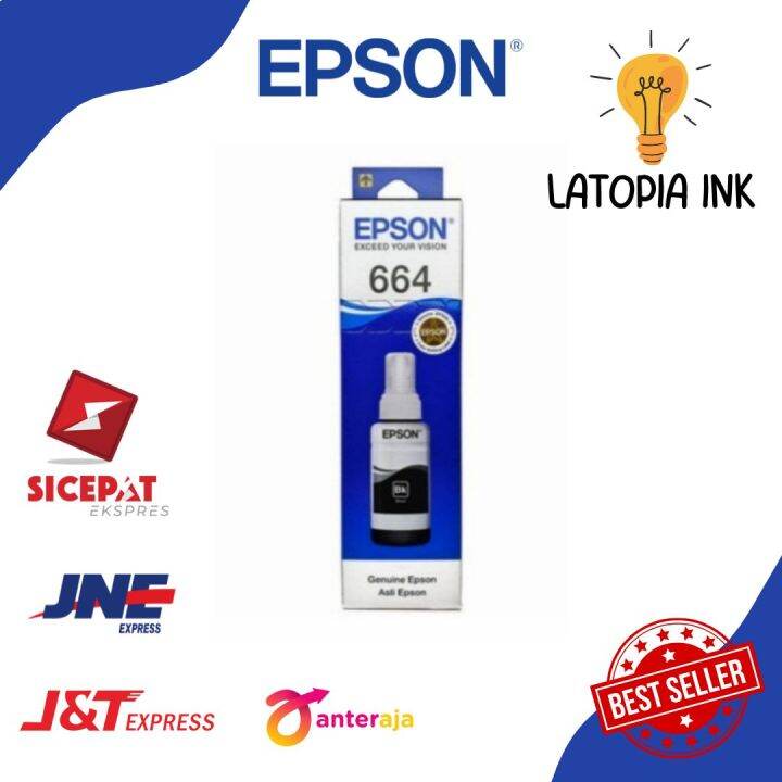 Tinta Epson 664 T664 Original Printer L565 L550 L1300 L120 L121 L360 - Black Cyan Magenta Yellow ...