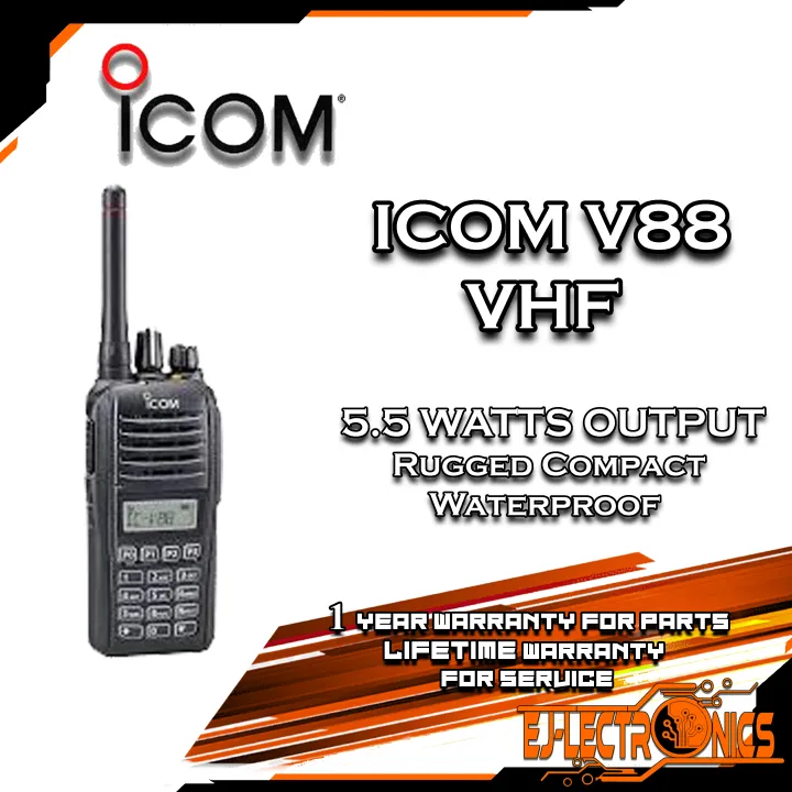 ICOM IC-V88 VHF 5.5 Watts Rugged, Compact, Waterproof Professional Two ...