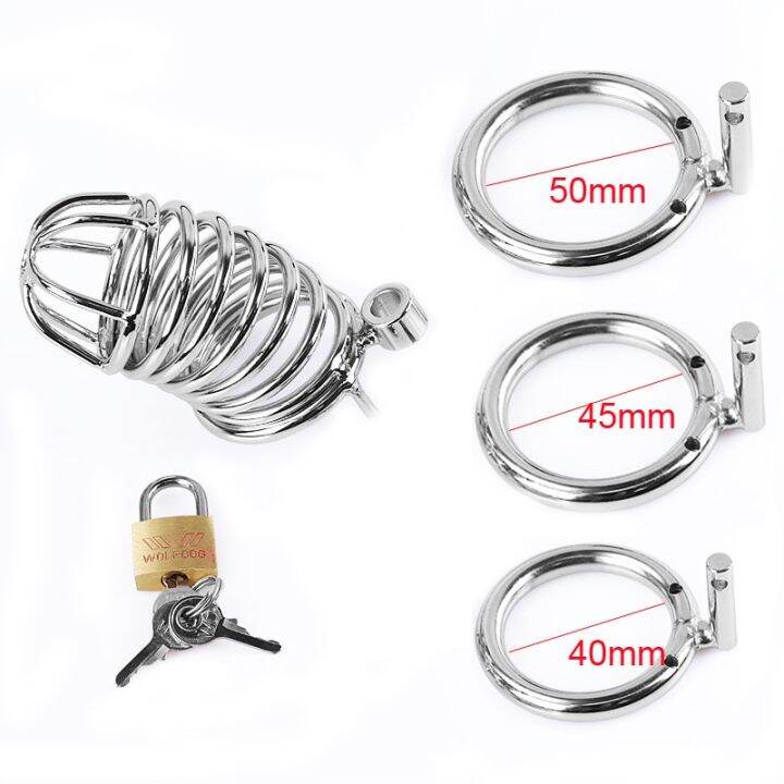 Chastity Cage Urethral Device Steel Metal Chastity Device Bird Lock Rings Large BDSM Sex Toys ...