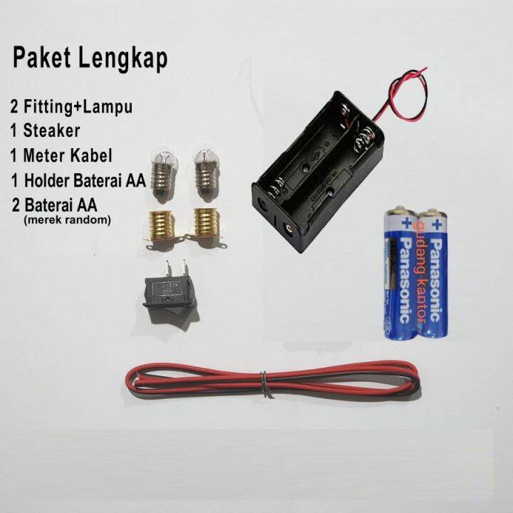 PAKET RANGKAIAN LISTRIK LAMPU SERI PARAREL BATRAI PRAKTEK ANAK SEKOLAH ...