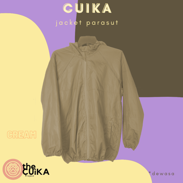 cuika jaket runing parasut esklusif warna cream polos olahraga outdoor ...