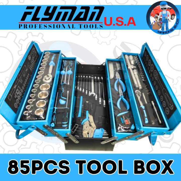 Manong Shop Flyman 85pcs Toolbox Set Cr.V High Quality Heavy Duty Complete Set Tools | Lazada PH