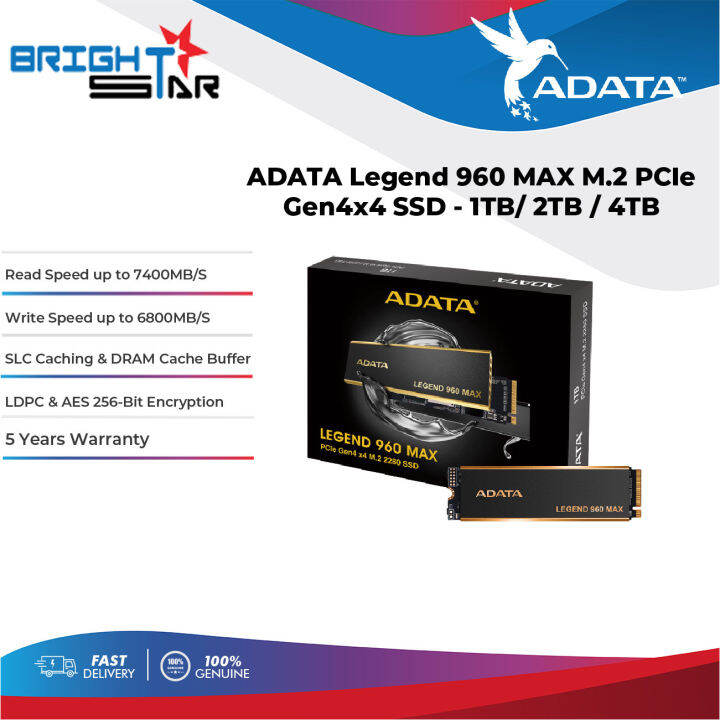 ADATA LEGEND 960 MAX M.2 PCIe Gen4x4 SSD Read Speed UT 7400MB/s (1TB ...