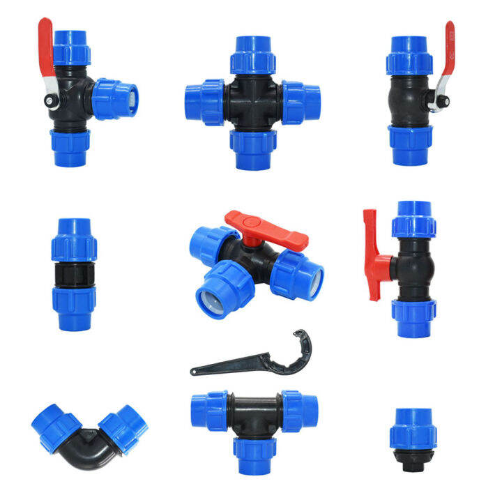 T-type 202532405063mm Pvc Pe Tube Tee Quick Connector Ball Valve Water ...
