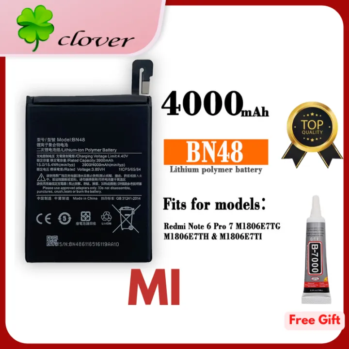 Clover XiaoMi Redmi Note 6 pro BATTERY Model BN48 Original Equipment ...