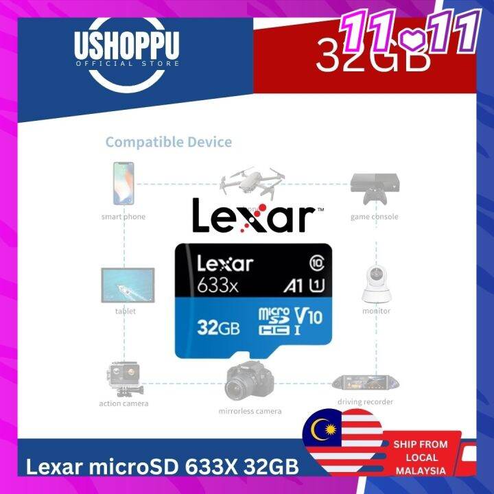 Lexar 32GB High-Performance 633x microSDHC/ microSDXC UHS-I Class 10 ...