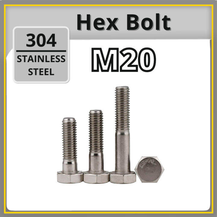 M20 Hex Bolt DIN931 | SUS 304 Stainless Steel Grade A2-70 | Half Thread ...
