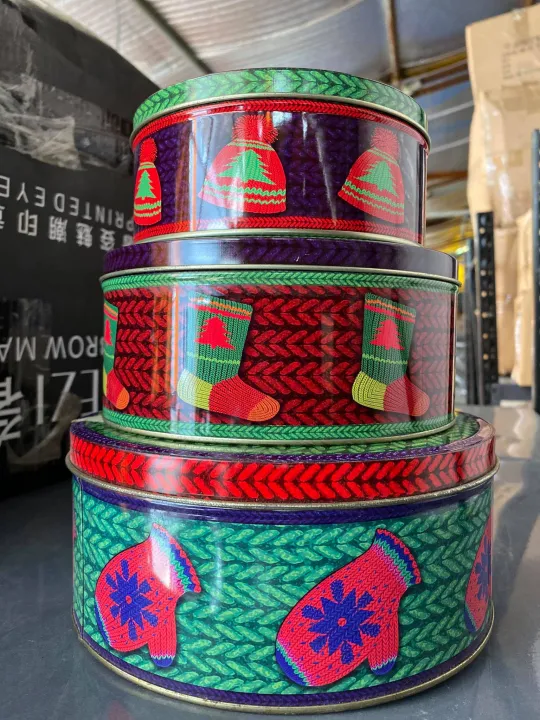 Christmas Tin Can/ Gift Box Candy &Cookie Storage Box Hanging Tree ...