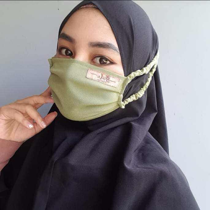 Masker hijab 2 lapis tali silang / masker kain Hijab | Lazada Indonesia
