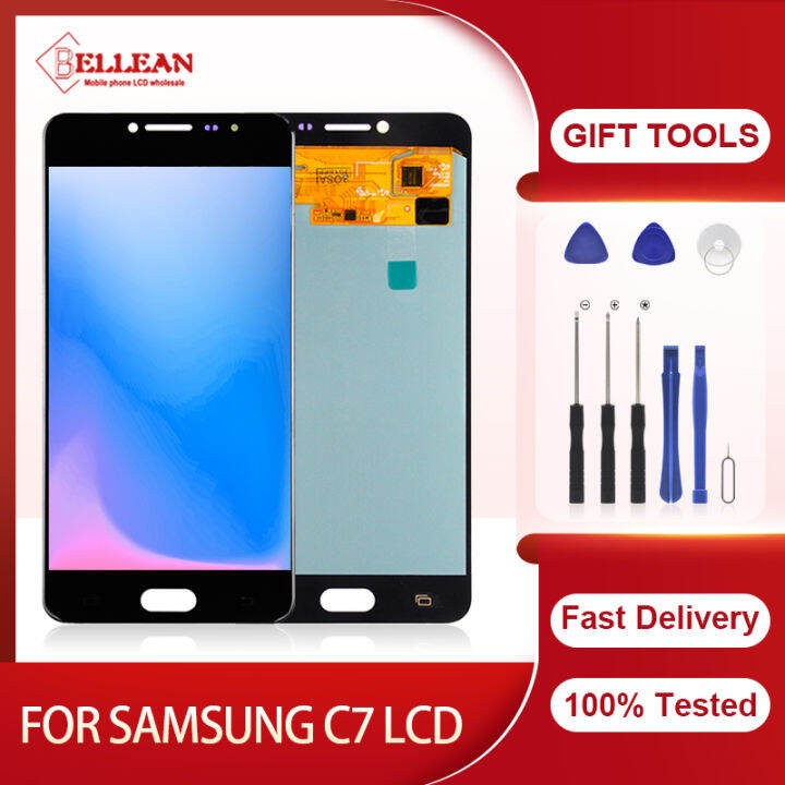 1ชิ้นผ่านการทดสอบ C7 OLED ขนาด5.7นิ้วสำหรับ Samsung Galaxy C7000หน้าจอสัมผัส Lcd อะไหล่ประกอบ ...