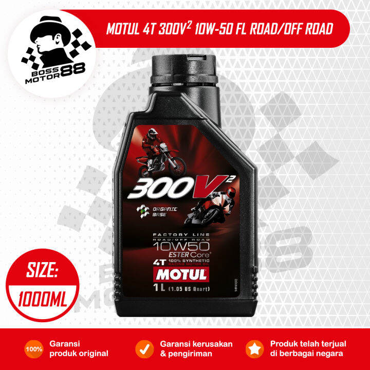 Motul 4T 300V2 10W-50 Factory Line Road / Off Road 1L - Oli Mesin Motor 4Tak Premium 100% ...