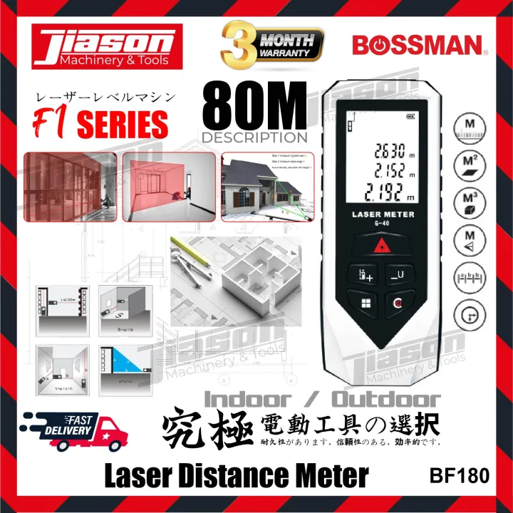BOSSMAN BF180 80M Laser Distance Meter | Lazada
