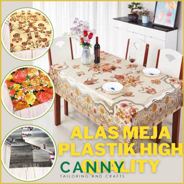 (1 Meter ) Table Cover High Quality Thick PVC 130cm Width / Raya Alas ...