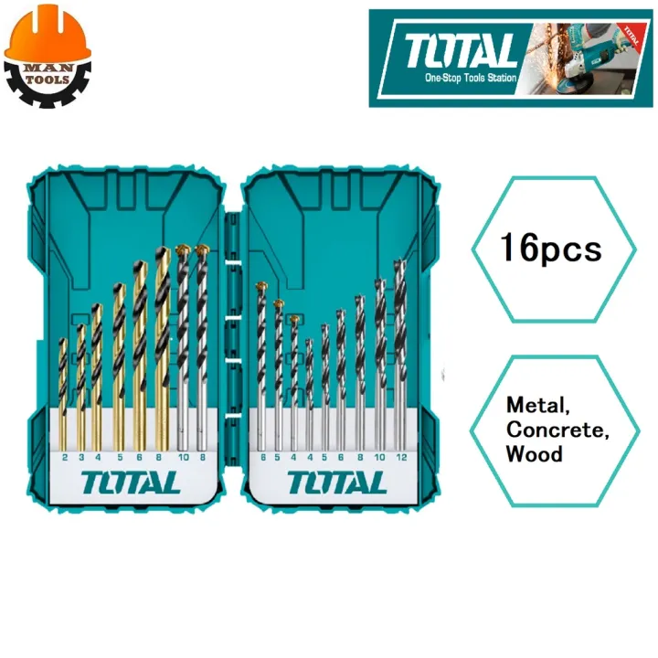 Total 16pcs Metal Concrete and Wood Drill Bit Set | Lazada PH